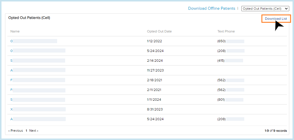 Download Patient / Customer / Client Group List